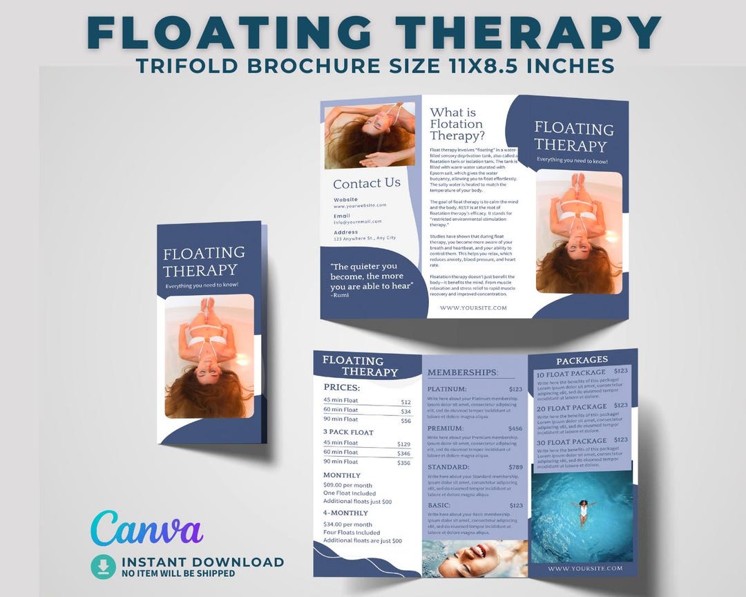 Float Therapy Trifold Template Float Spa Brochure Marketing Health ...