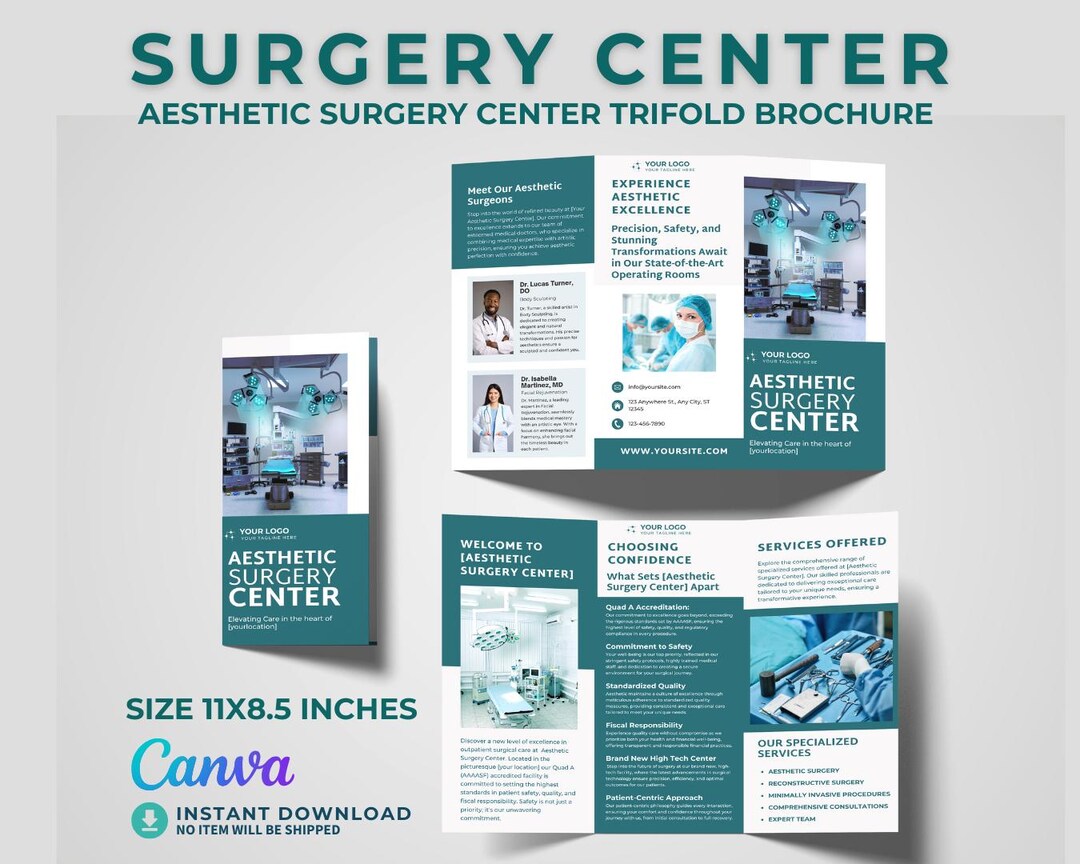 Outpatient Surgery Trifold Template Medical Brochure Canva Editable ...