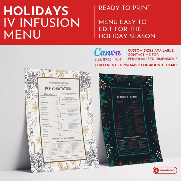Iv Therapy Menu Template - Etsy