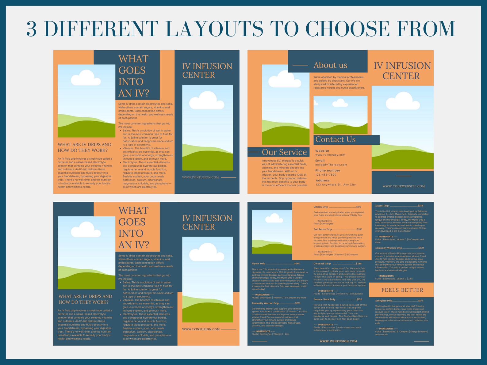 Orange IV Printable Trifold Marketing Printable Canva Templates Digital ...