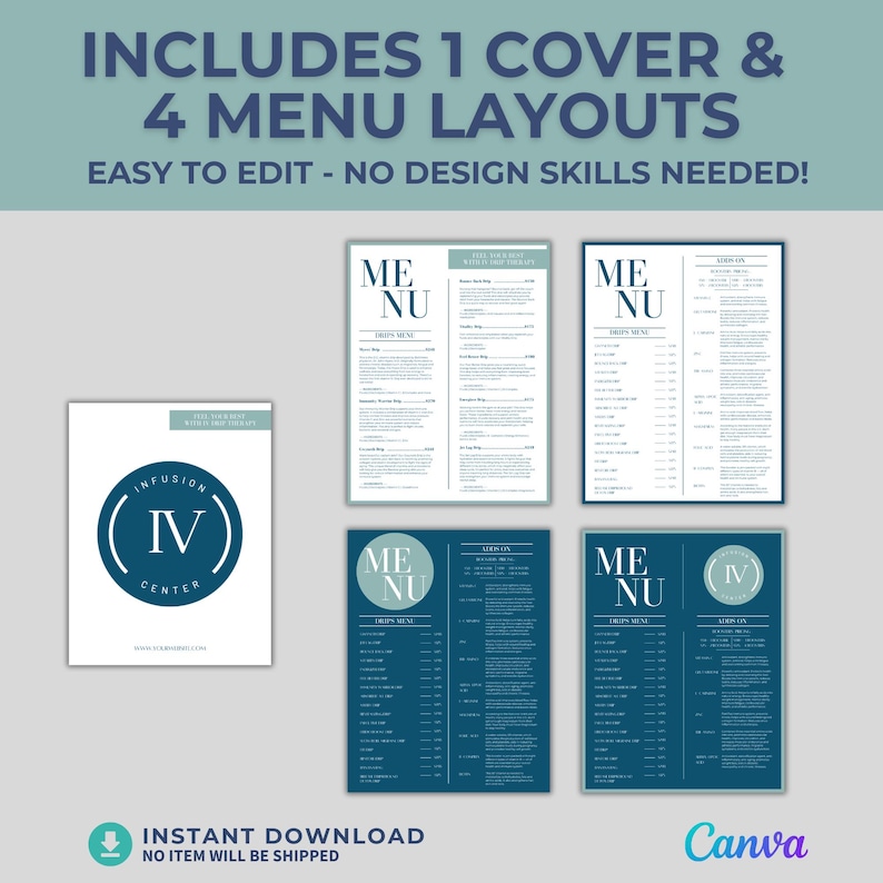 IV Therapy Menu Template IV Hydration Flyer Price List IV Drip ...