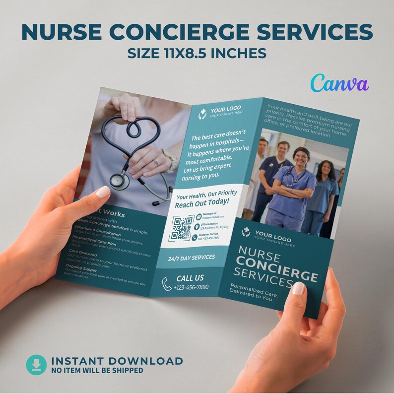 Nurse Trifold Template Homecare Services Editable RN Brochure for ...