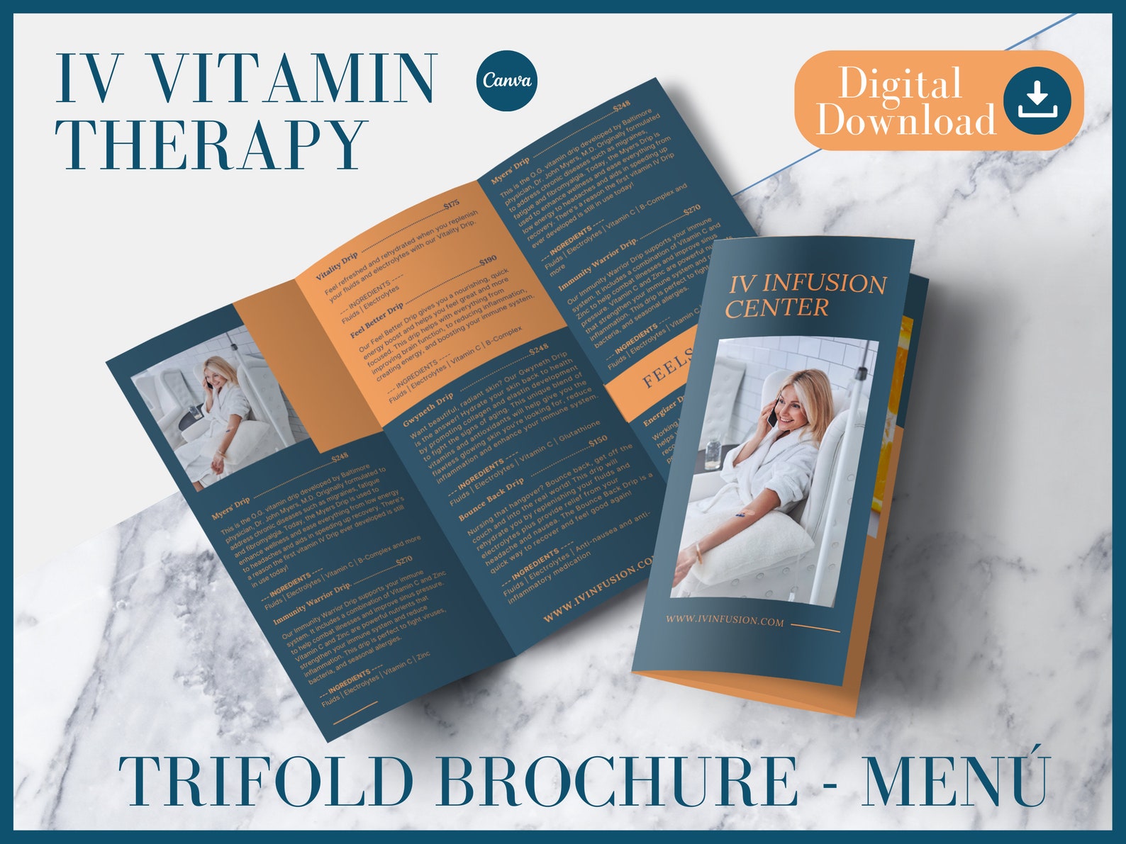 Orange IV Printable Trifold Marketing Printable Canva Templates Digital ...