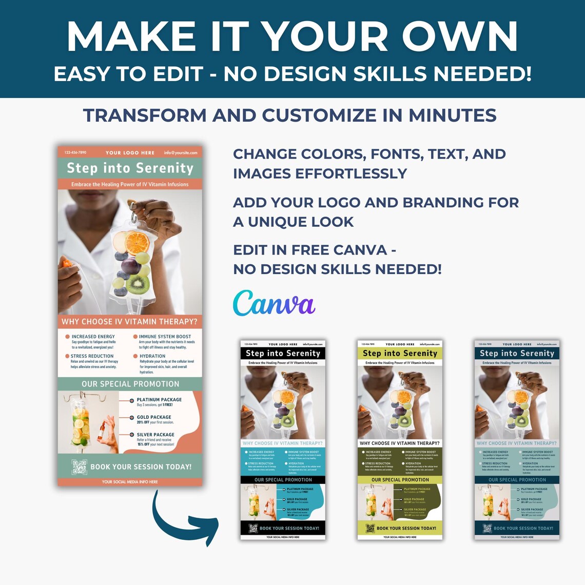 IV Therapy Banner Template Standing Banner Wellness Service Retractable ...