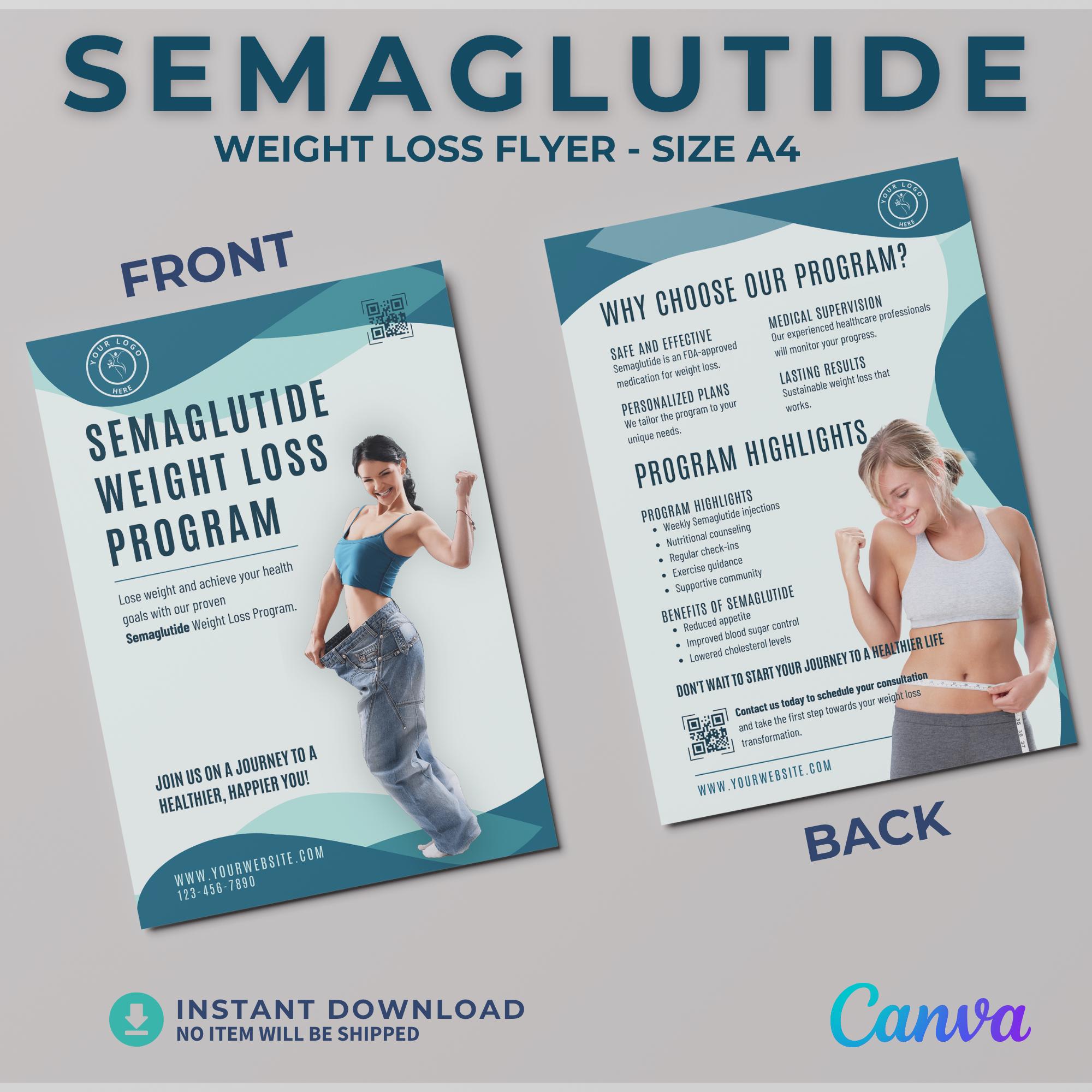 Weight Loss Printable Bundle Tirzepatide Flyer Canva Template ...