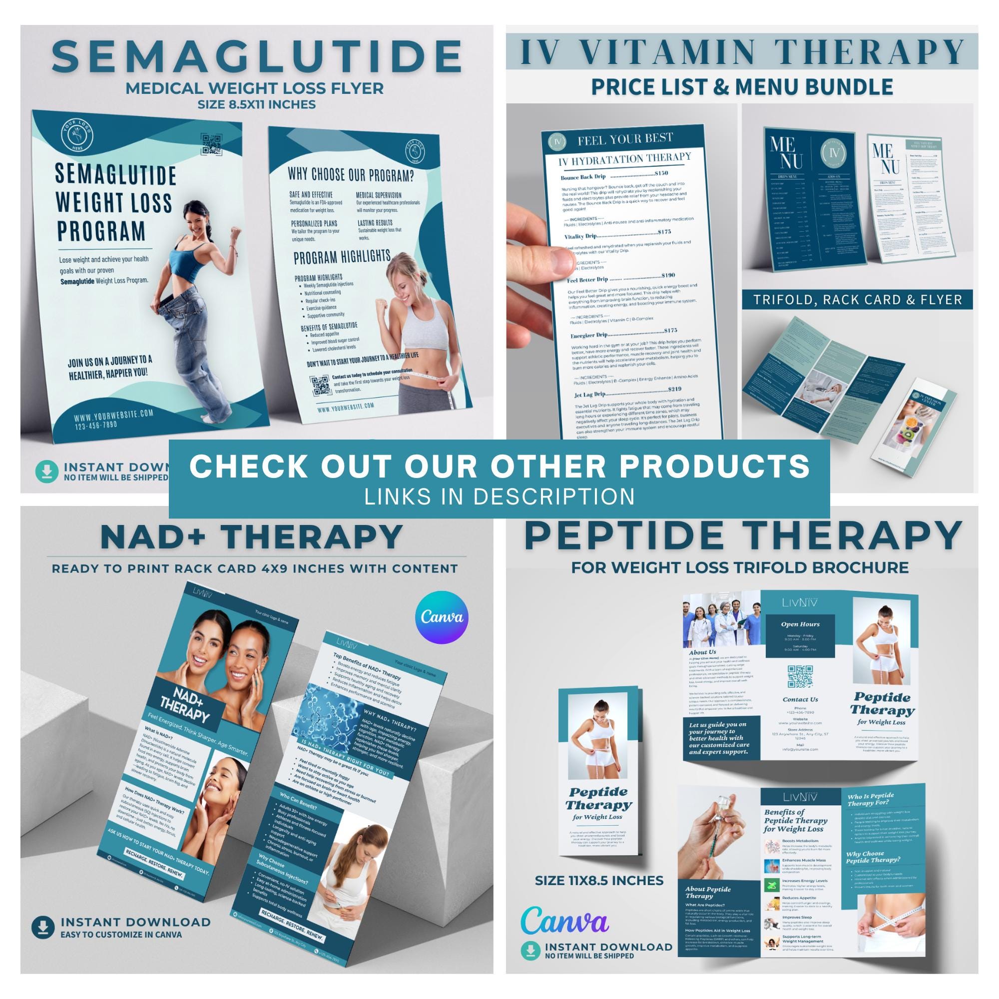 GLP 1 Treatment Brochure Weight Loss Tips Canva Printable Nutritional ...