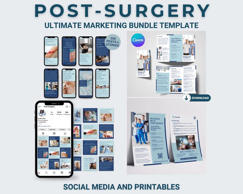 Post Surgery Marketing Bundle for Medical Clinics Postop Promotional ...