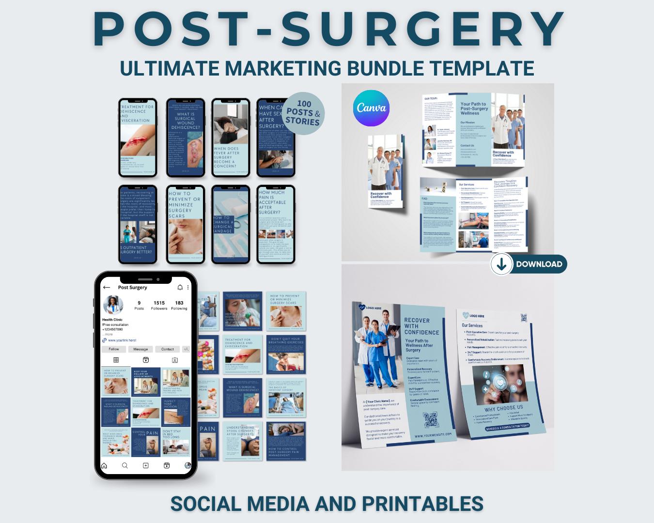 Post Surgery Marketing Bundle for Medical Clinics Postop Promotional ...
