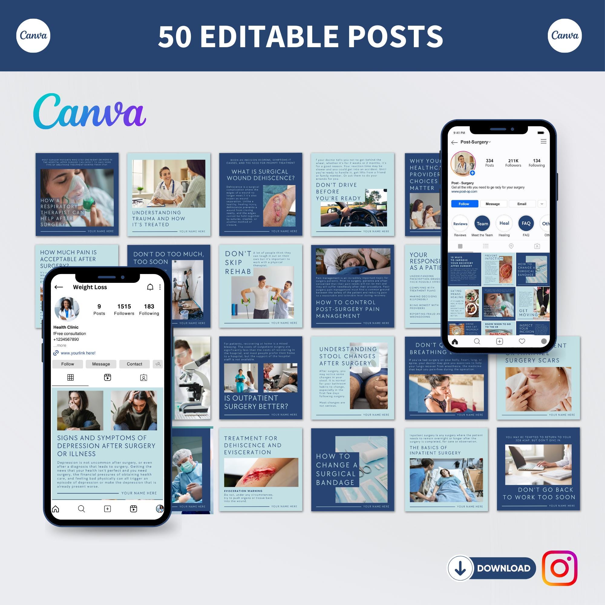 Post Surgery Marketing Bundle for Medical Clinics Postop Promotional ...