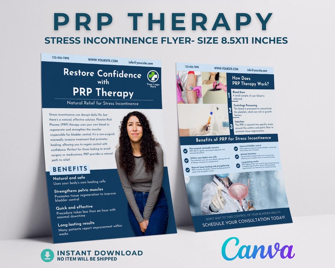Incontinence Flyer Template PRP Therapy Marketing Leaflet for Urinary ...