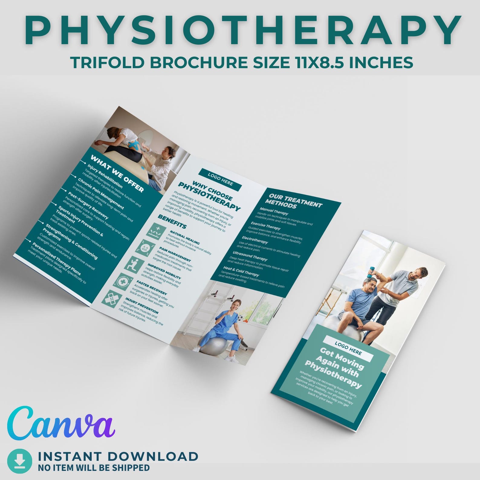 Physiotherapy Trifold Template Physical Therapy Marketing Handout Medical Brochure for ...