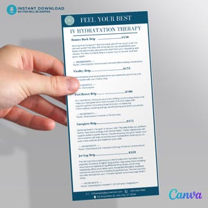 IV Therapy Price List Template IV Drip Treatment Menu Rack Card Canva ...