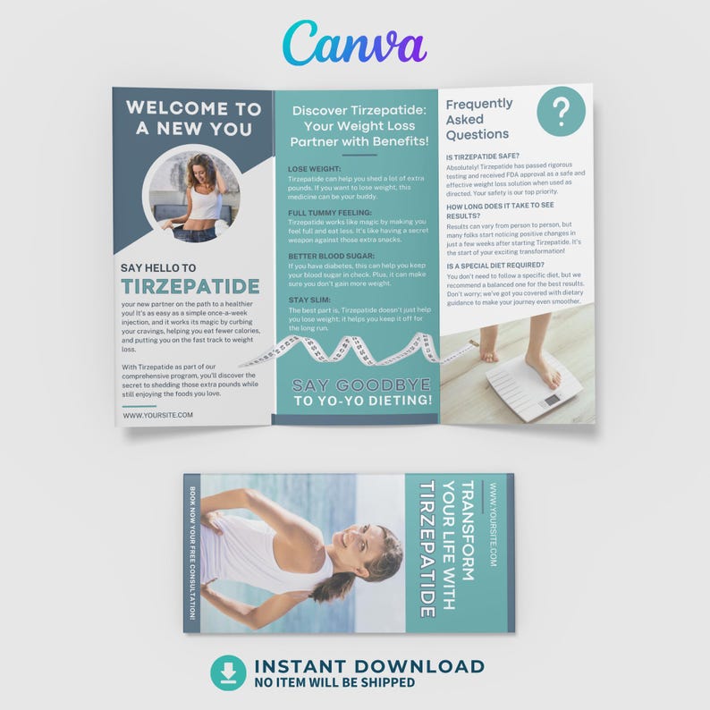 Tirzepatide Brochure Weight Loss Trifold GLP-1 Template Clinic Weight ...