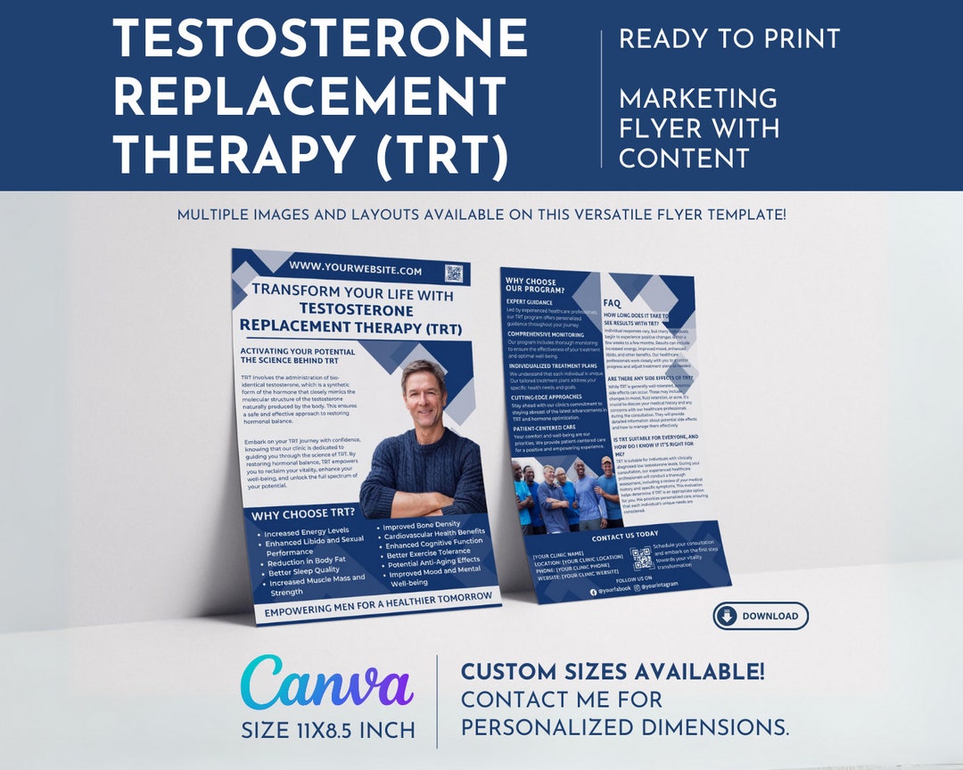 Testosterone Replacement Therapy TRT Flyer Canva Editable Marketing ...