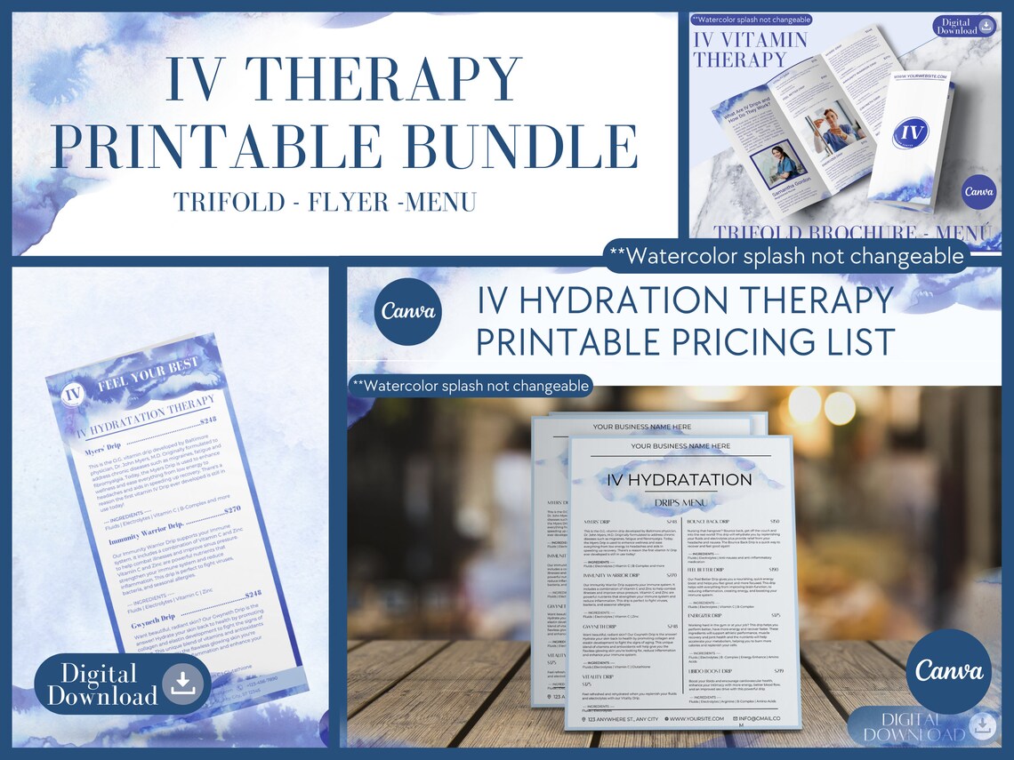 Marketing Watercolor Printable Bundle Canva Digital Editable - Etsy