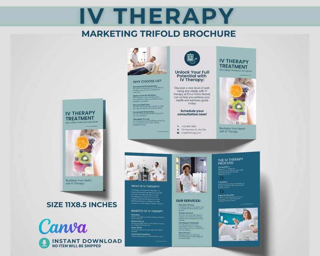 IV Vitamin Therapy Trifold Template IV Infusion Brochure Canva Iv Drip ...