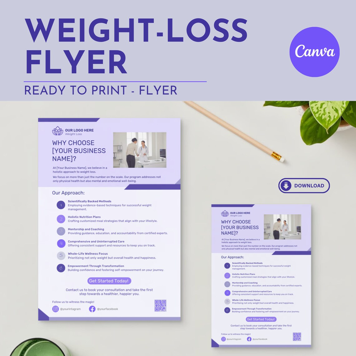 Editable Weight Loss Flyer Template: Canva Design for Health & Fitness ...