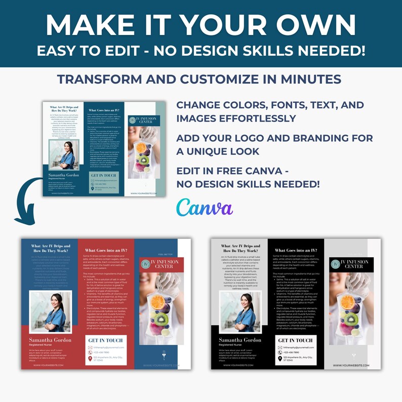 IV Trifold Menu Template IV Vitamin Therapy Price List Brochure Iv Drip ...