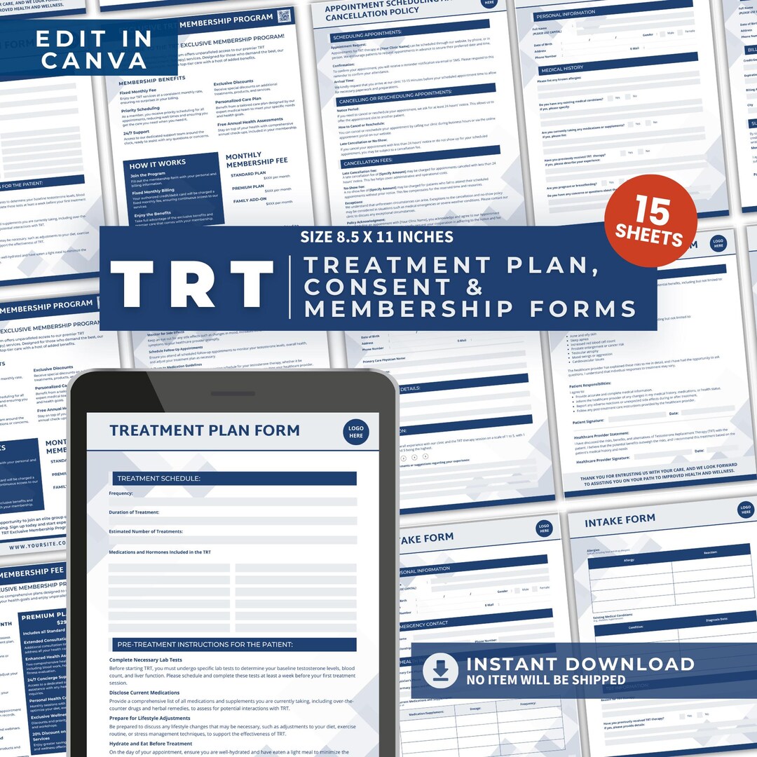 Testosterone Forms TRT Treatment Plan Men Health Intake Hormone Therapy ...