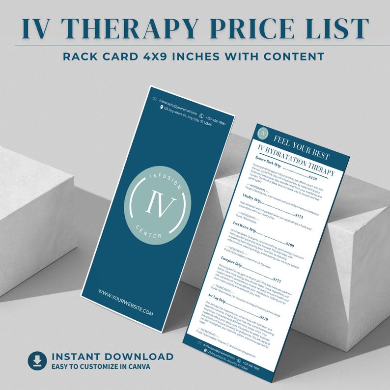 IV Therapy Menu Bundle IV Drip Marketing Template Iv Infusion Price ...
