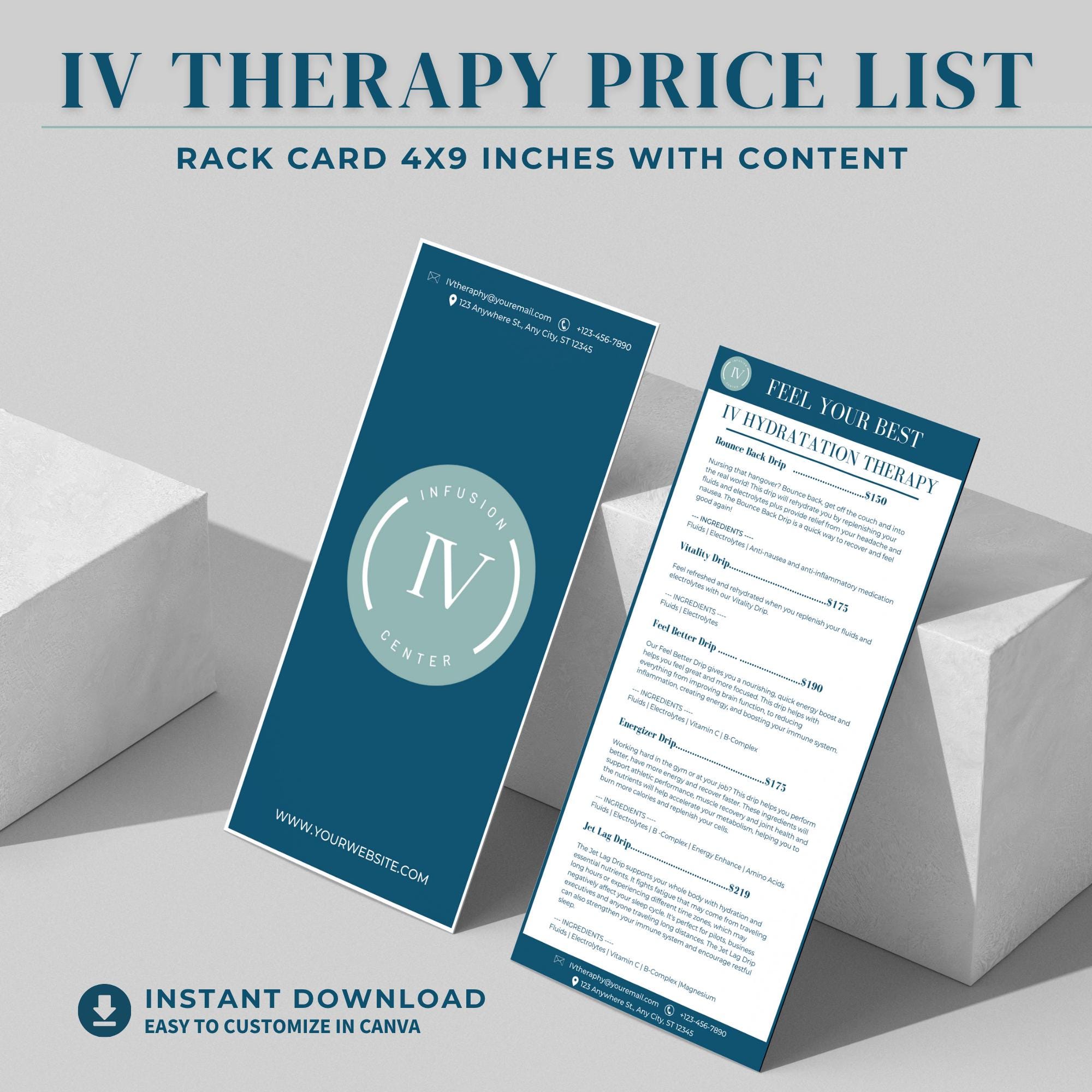 IV Therapy Menu Bundle IV Drip Marketing Template Iv Infusion Price ...