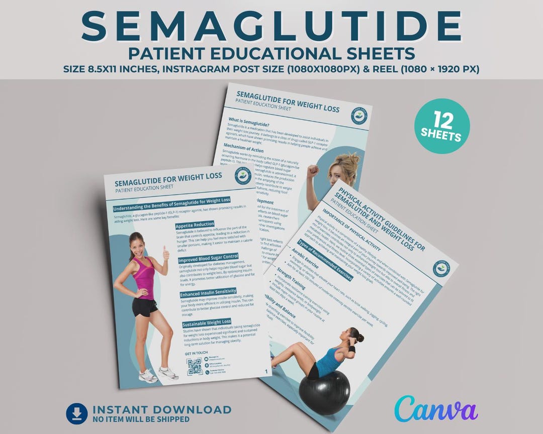 Weight Loss Canva Forms Semaglutide Patient Educational Sheet Printable ...