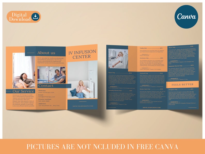 Orange IV Printable Trifold Marketing Printable Canva Templates Digital ...