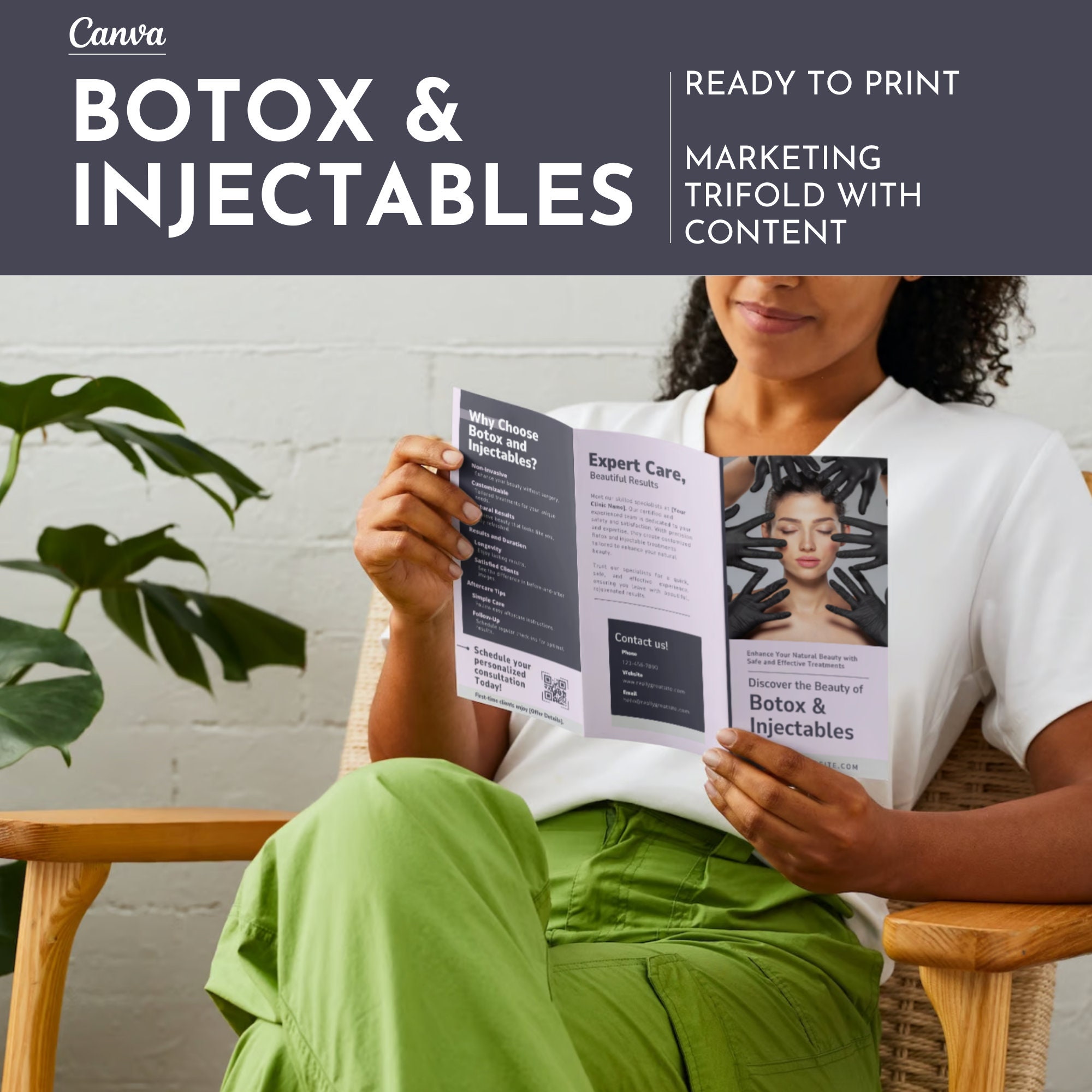Botox and Injectables Trifold Canva Editable Template Ready to Print ...