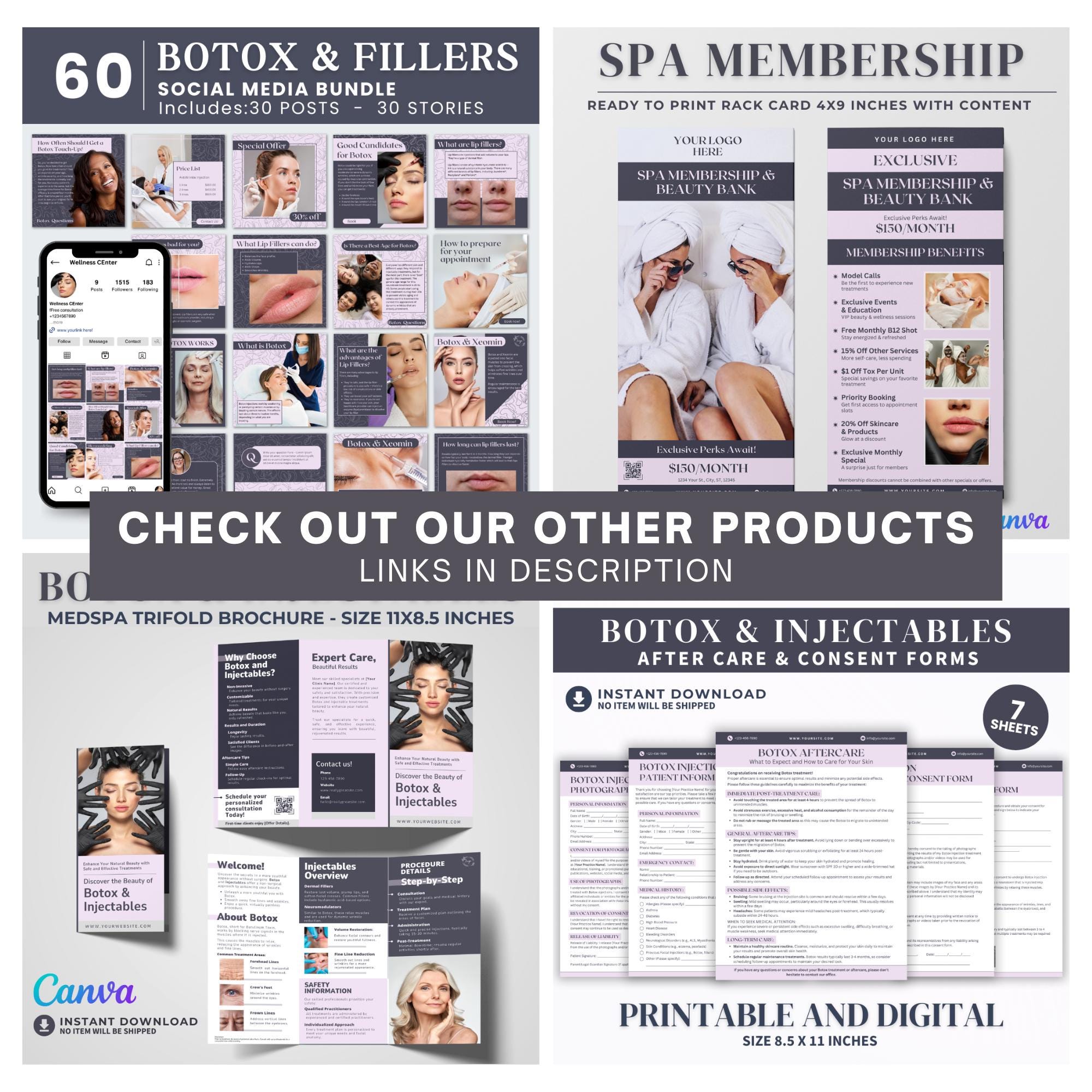 Botox Price List Flyer Template Filler Menu Canva Editable Medspa ...