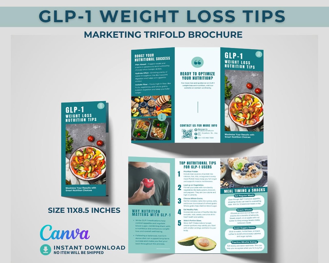 GLP 1 Treatment Brochure Weight Loss Tips Canva Printable Nutritional ...