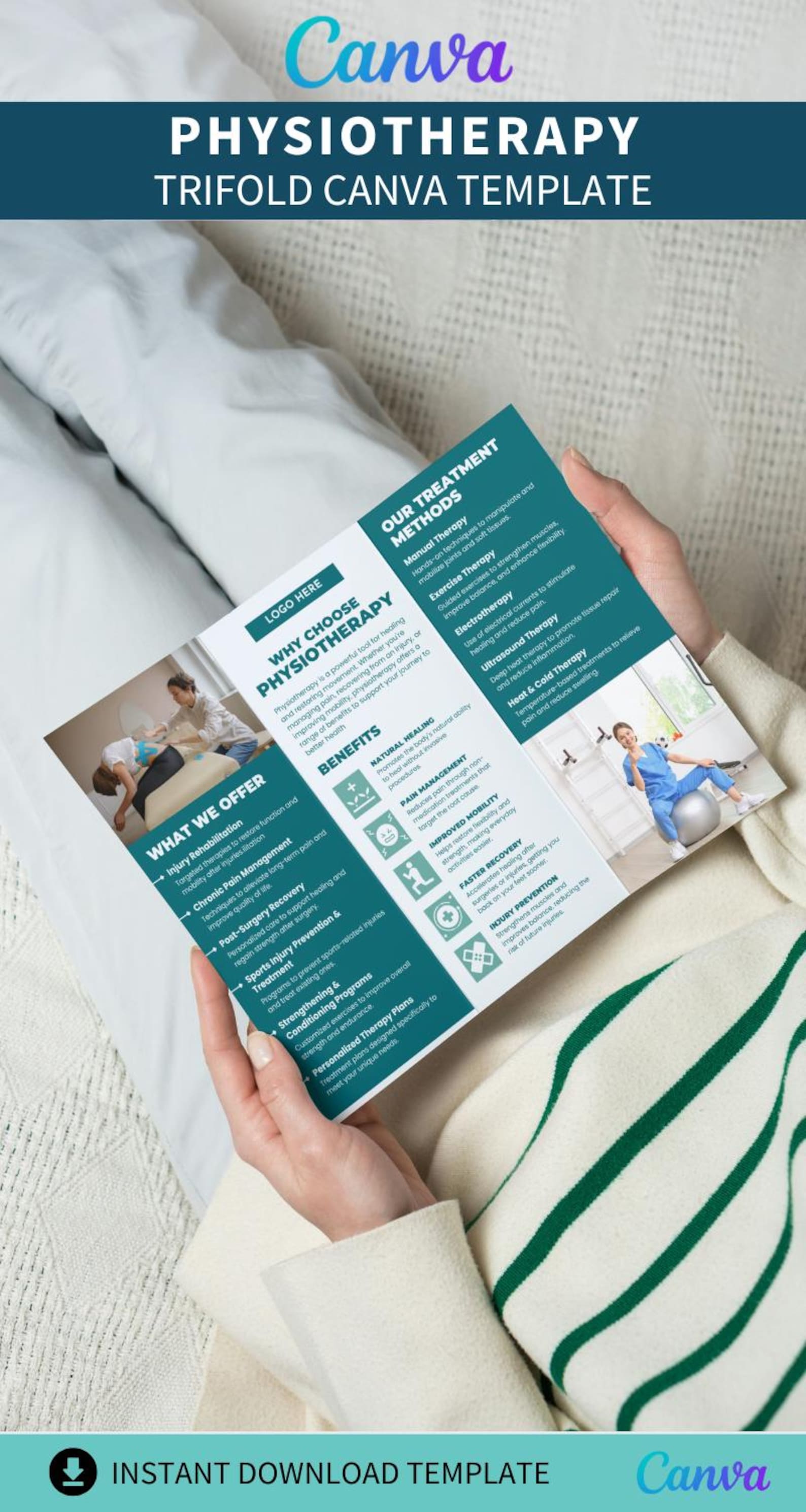 Physiotherapy Trifold Template Physical Therapy Marketing Handout Medical Brochure for ...