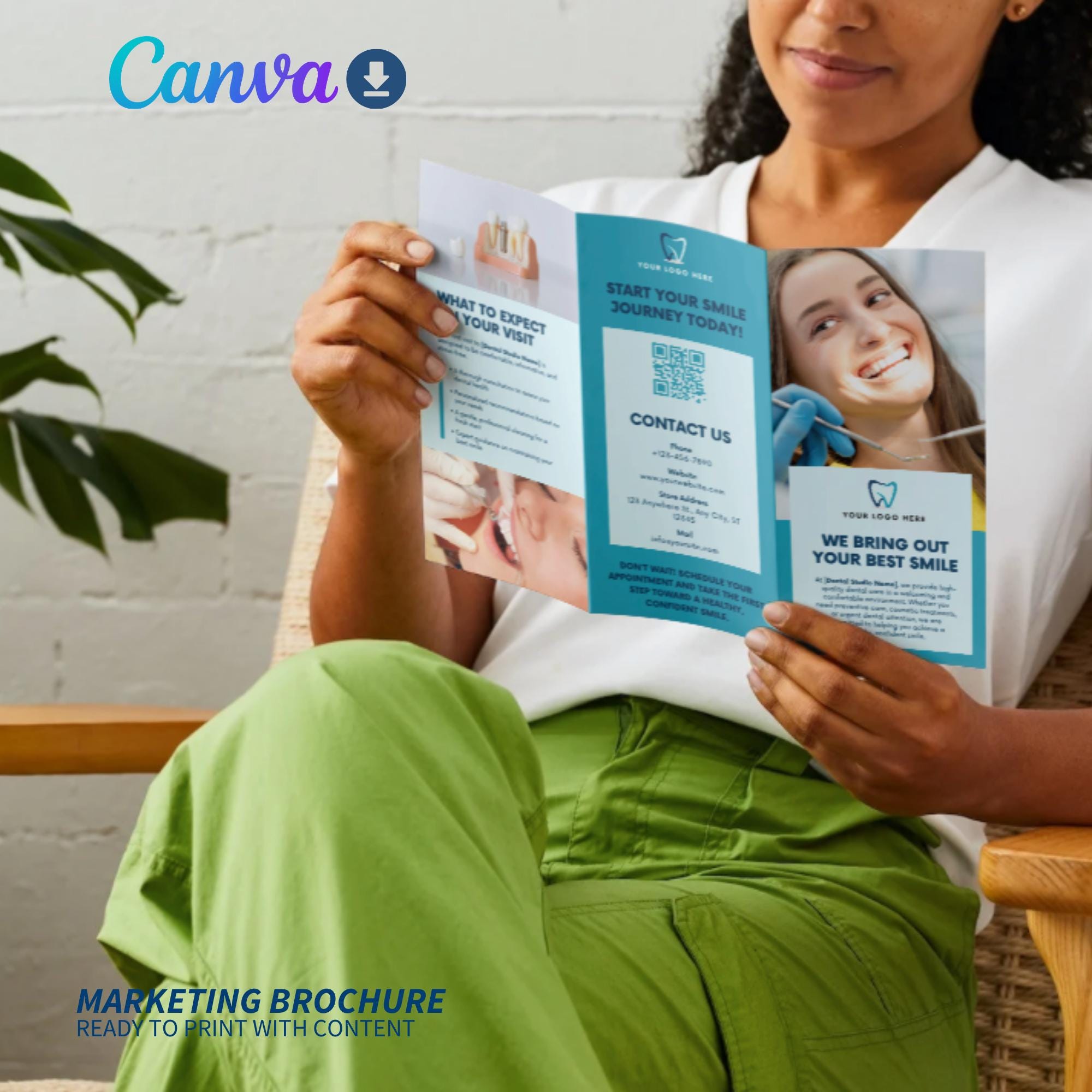 Dental Practice Brochure | Canva Editable Template | Printable 8.5”x11” Trifold Dental Brochure ...
