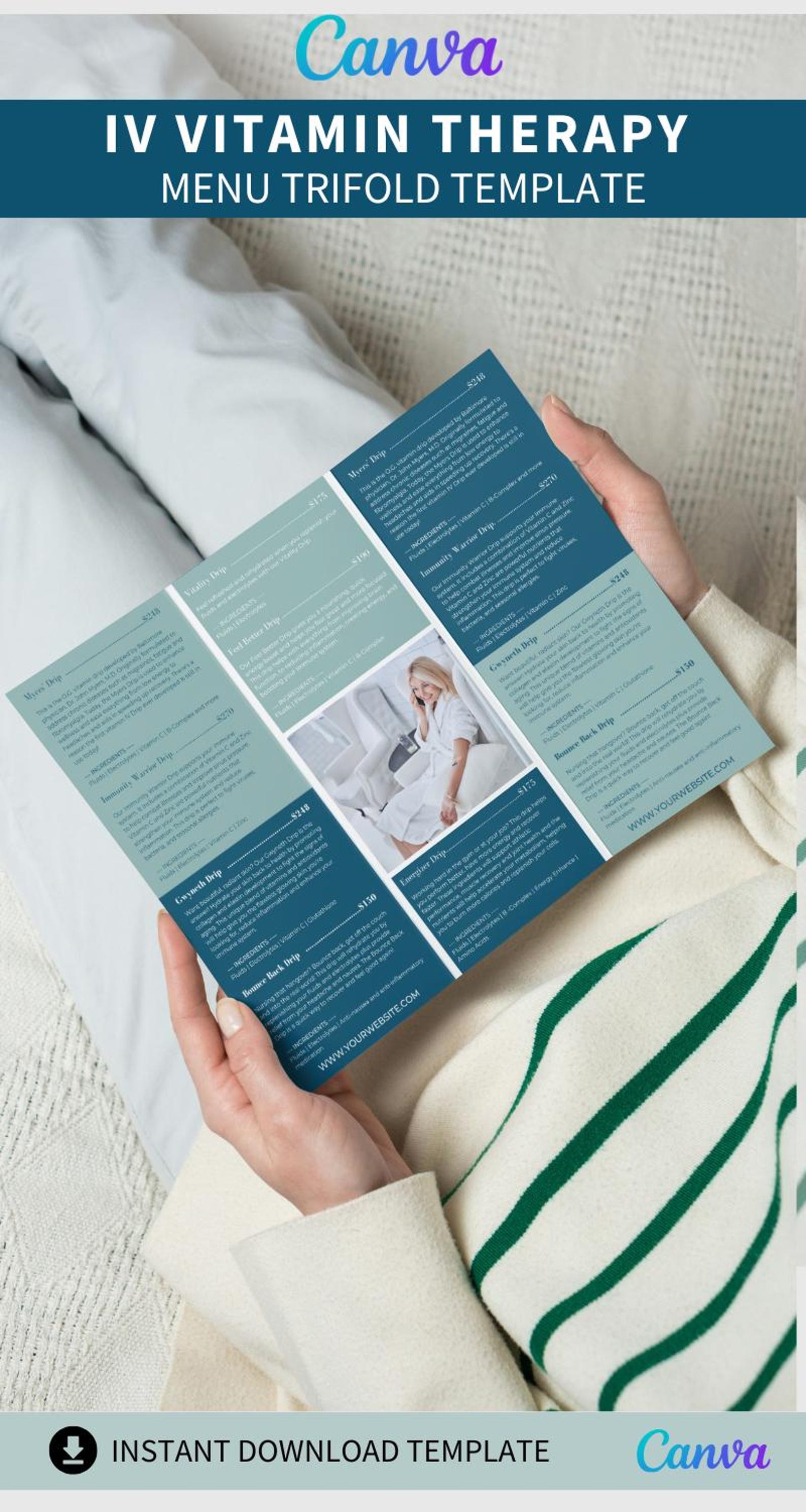 IV Trifold Menu Template IV Vitamin Therapy Price List Brochure Iv Drip ...