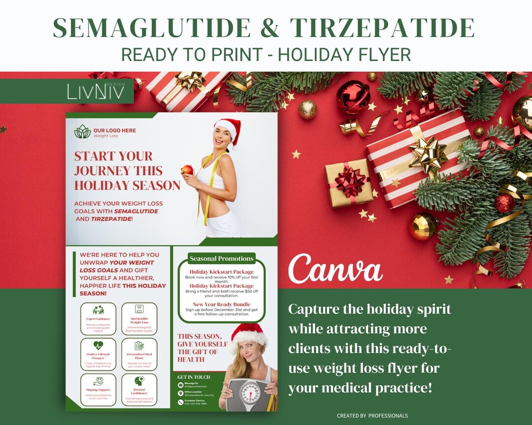 Christmas Semaglutide and Tirzepatide Flyer Template Festive Weight ...