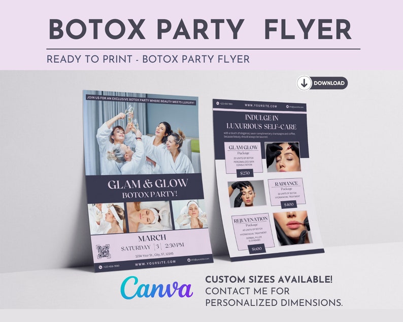 Customizable Botox Party Invitation Flyer With Canva: Explore ...