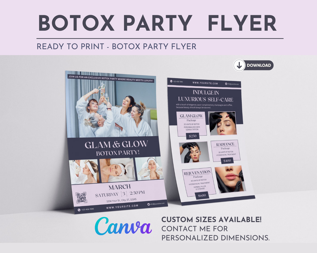 Customizable Botox Party Invitation Flyer With Canva: Explore ...