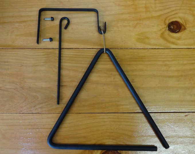 Triangle Dinner Bell With Ringer, Mounting Bracket, Leather Thong and ...