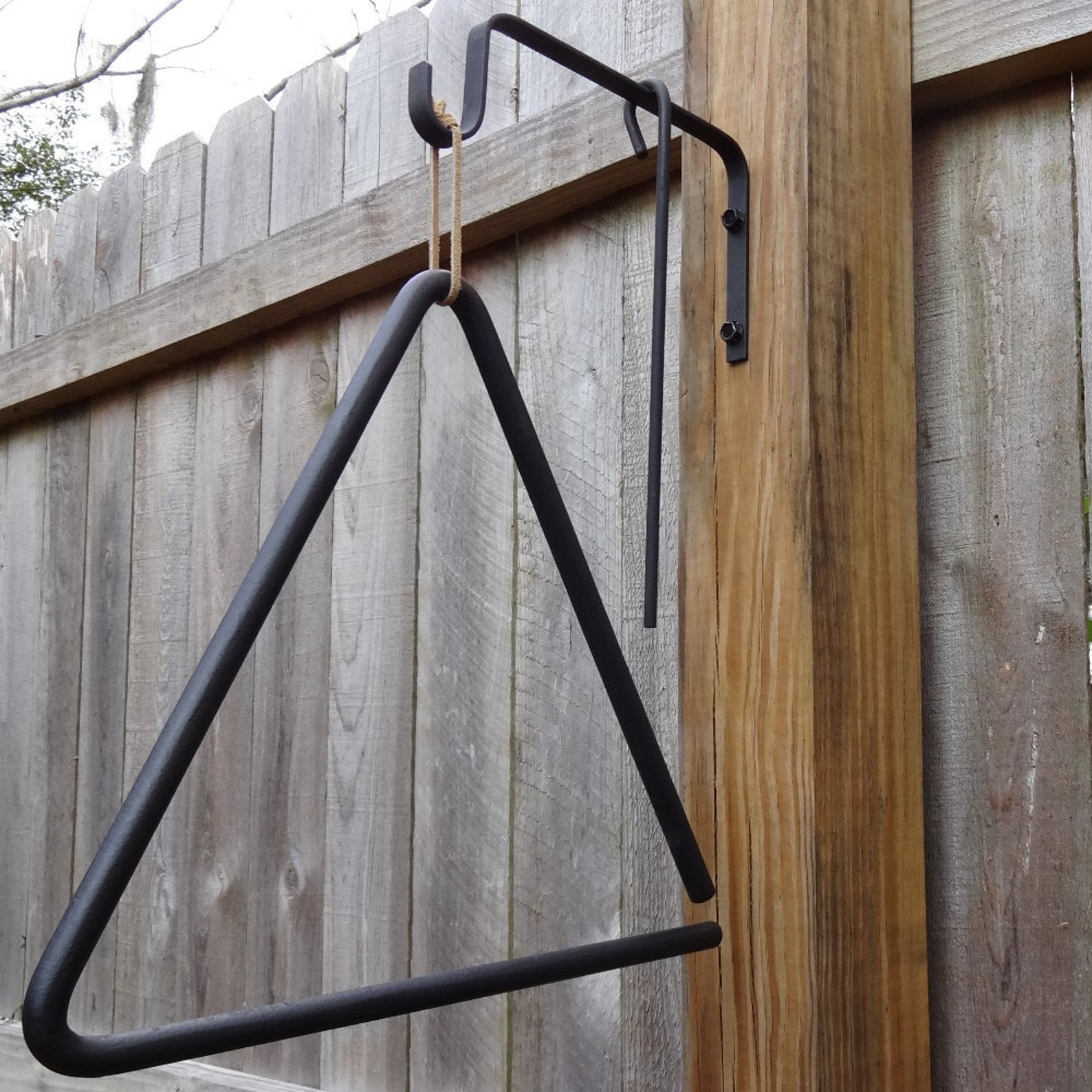 Triangle Dinner Bell With Ringer, Mounting Bracket, Leather Thong and ...