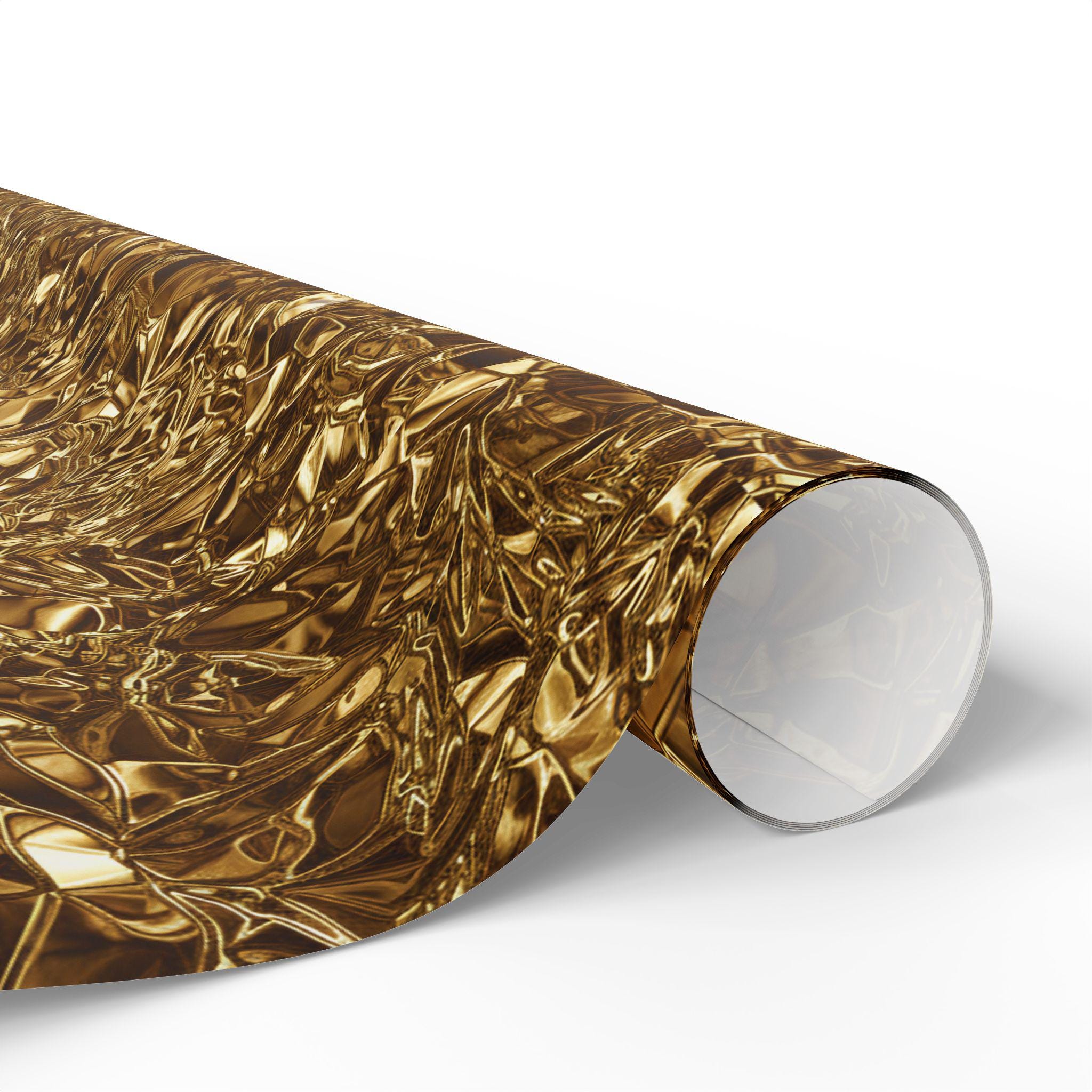 Gold Metallic Texture Wrapping Paper, Luxury Foil Crinkle Gift Wrap ...