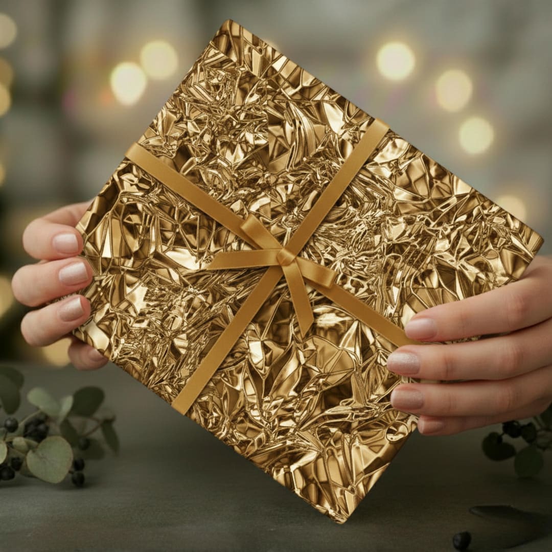 Gold Metallic Texture Wrapping Paper, Luxury Foil Crinkle Gift Wrap ...