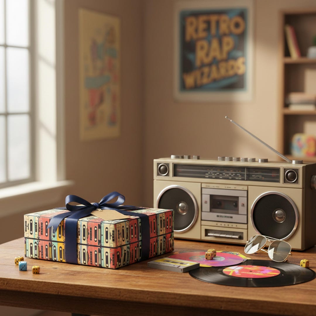 Cassette Tape Wrapping Paper | Retro Vintage Music Gift Wrap, 80s 90s ...