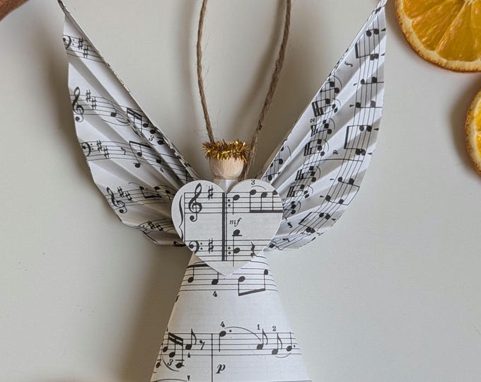 Sheet Music Angel, Paper Angel, Eco Friendly Gift, Angel Ornament, Gift ...