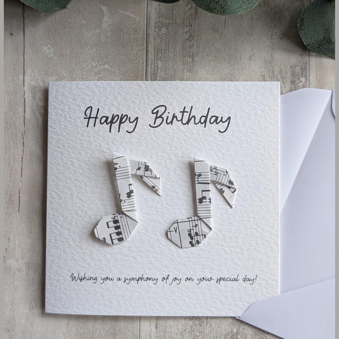 Handmade Origami Music Note Birthday Card / - Etsy