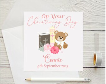 Christening Card Printable, Editable Name and Date. DIGITAL DOWNLOAD ...