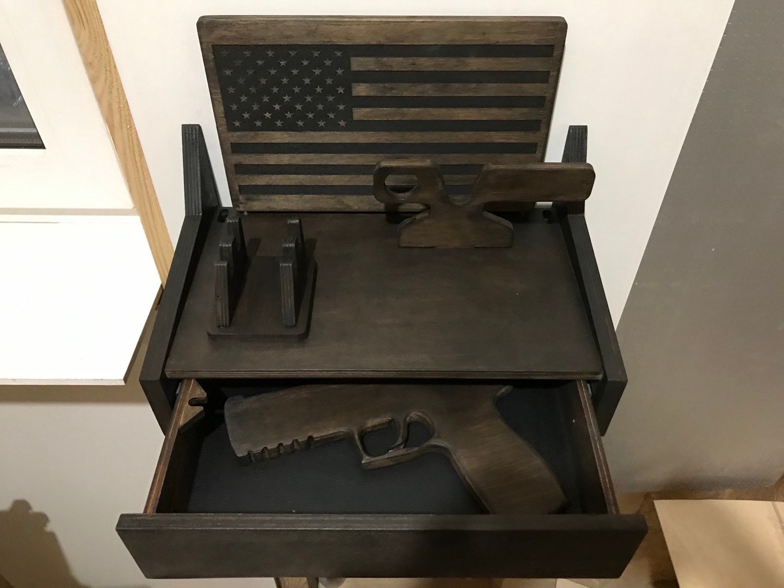 Gun concealment Hidden gun storage Wooden shelf Wall storage | Etsy