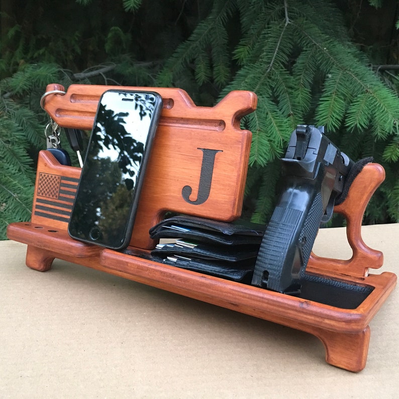 Wooden American Flag Docking Station Men Gun Shelf | Etsy