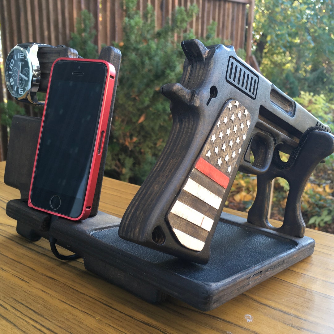 Tech Accessories Men's Nightstand With Gun Holder. 50th - Etsy