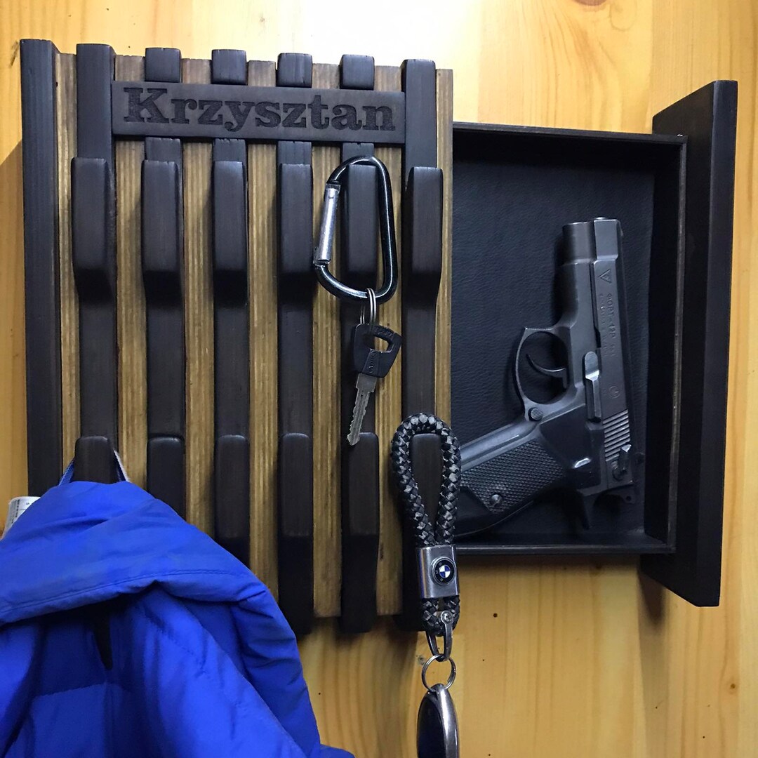 Gun Lovers, Gun Gift for Men, Wall Mounted Hanger, Secret Safe, Police ...