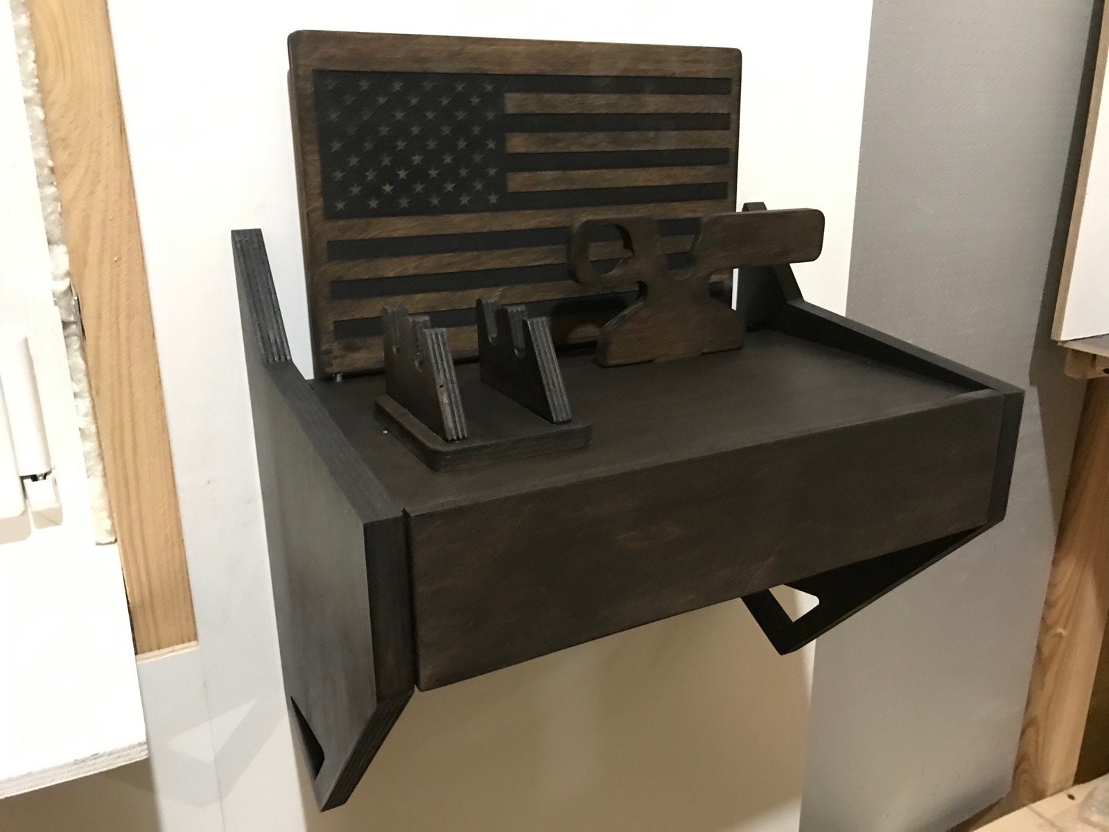Gun concealment Hidden gun storage Wooden shelf Wall storage | Etsy