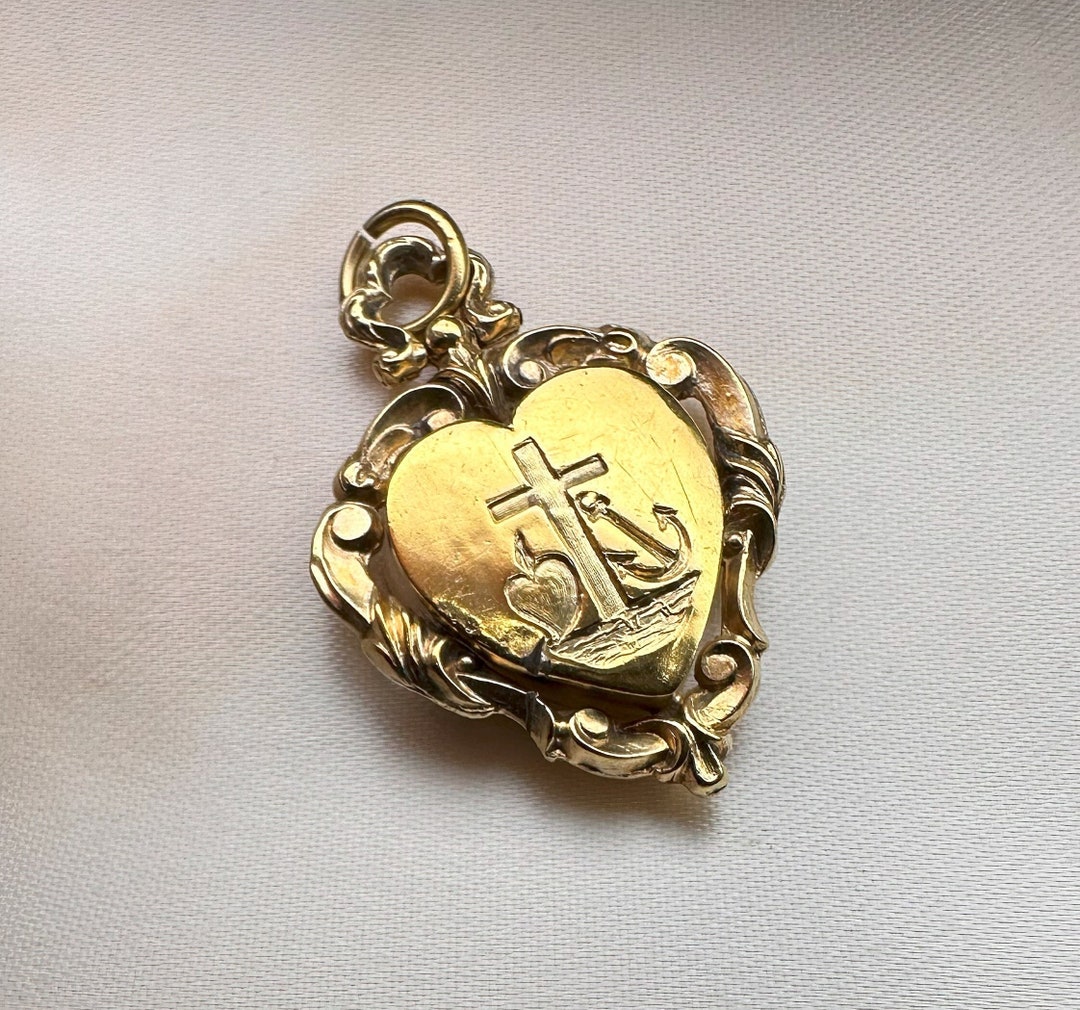 Antique German Reliquary, Victorian Locket, Faith Love Hope Medallion ...